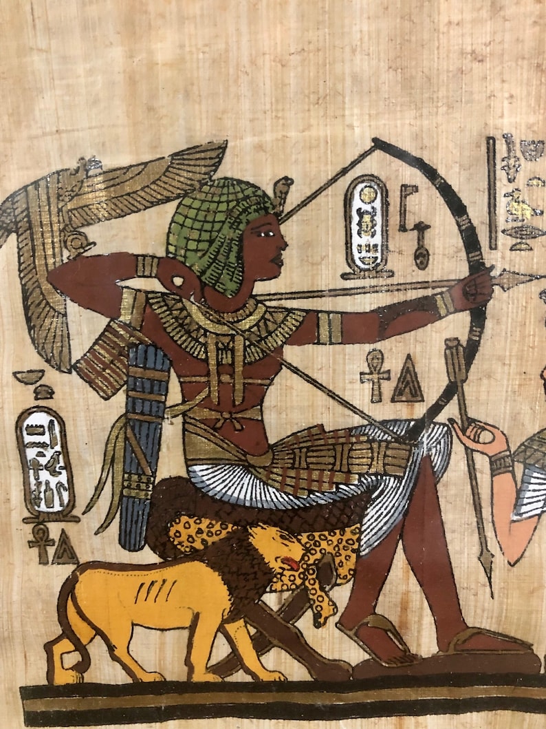 Egyptian Pharaoh (tutankhamun) Duck Hunting With Wife - Gouache on ...