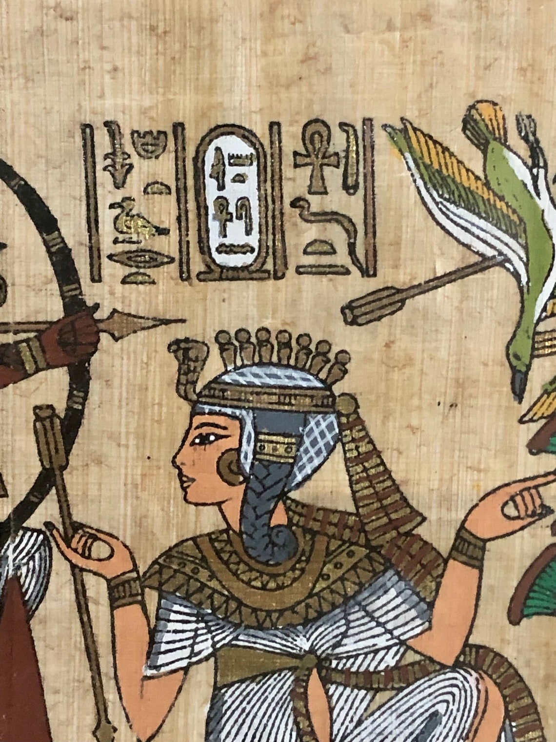 Egyptian Pharaoh (tutankhamun) Duck Hunting With Wife - Gouache on ...