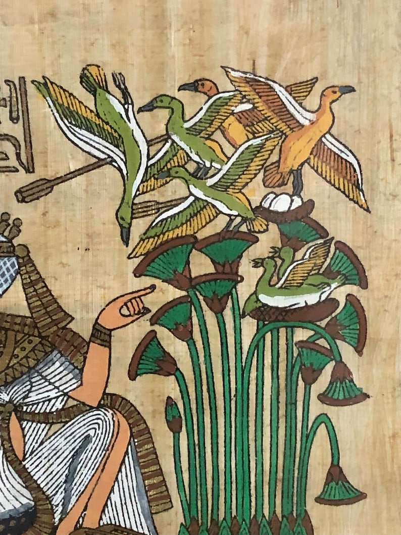 Egyptian Pharaoh (tutankhamun) Duck Hunting With Wife - Gouache on ...