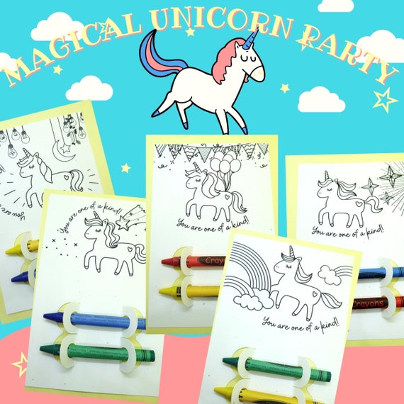 Unicorn Party Coloring Party Favors 5 Different Magical - Etsy