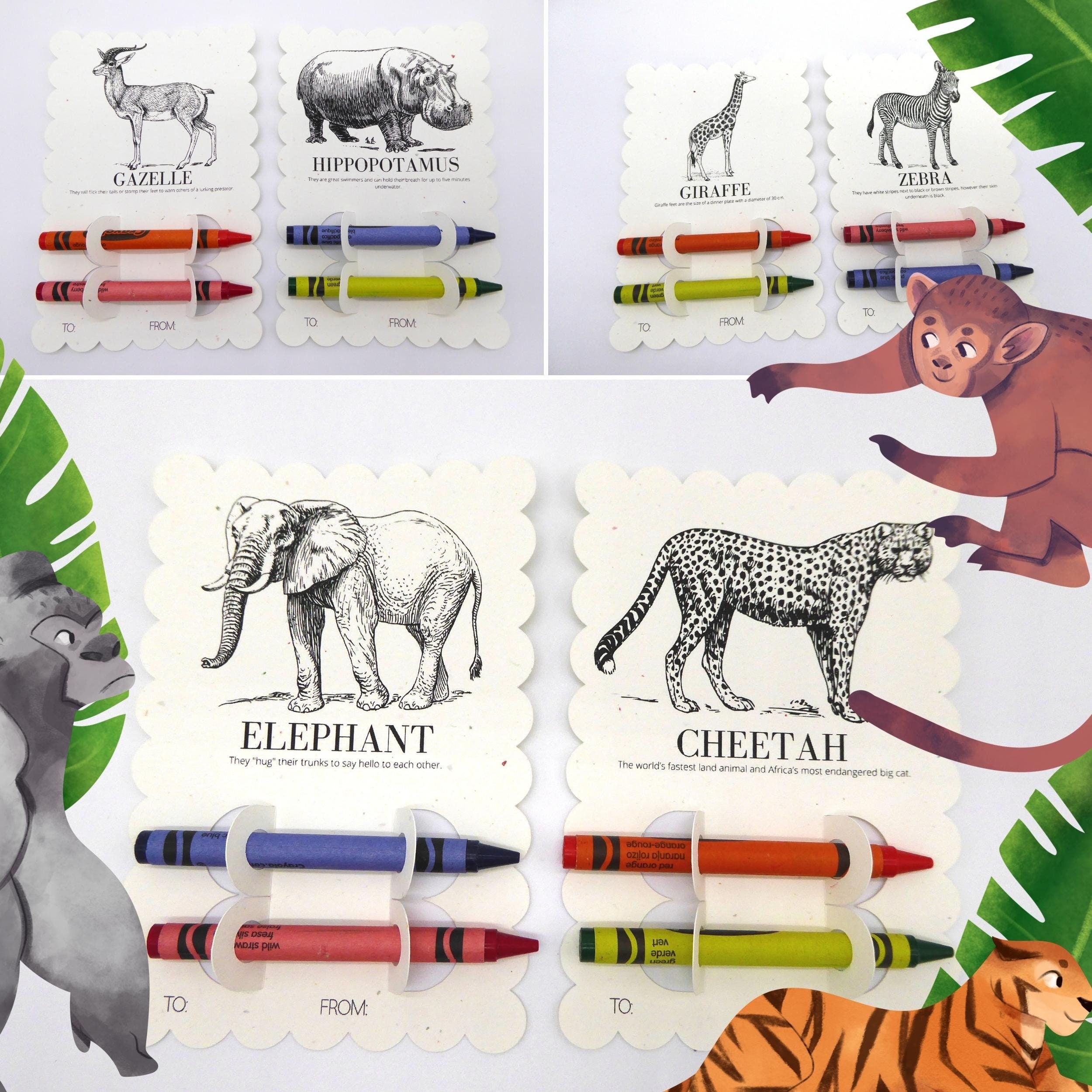 Safari Party Coloring Party Favors 6 Different Animals With - Etsy