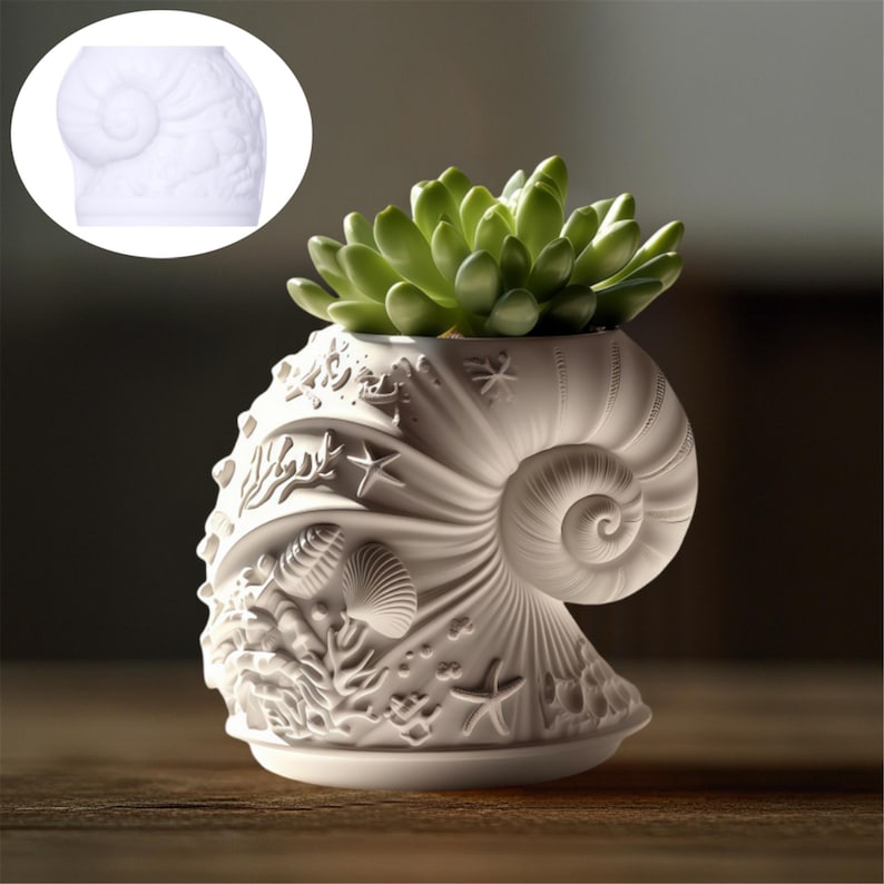 Sea Star Relief Conch Succulent Plant Flowerpot Resin Silicone Coral ...