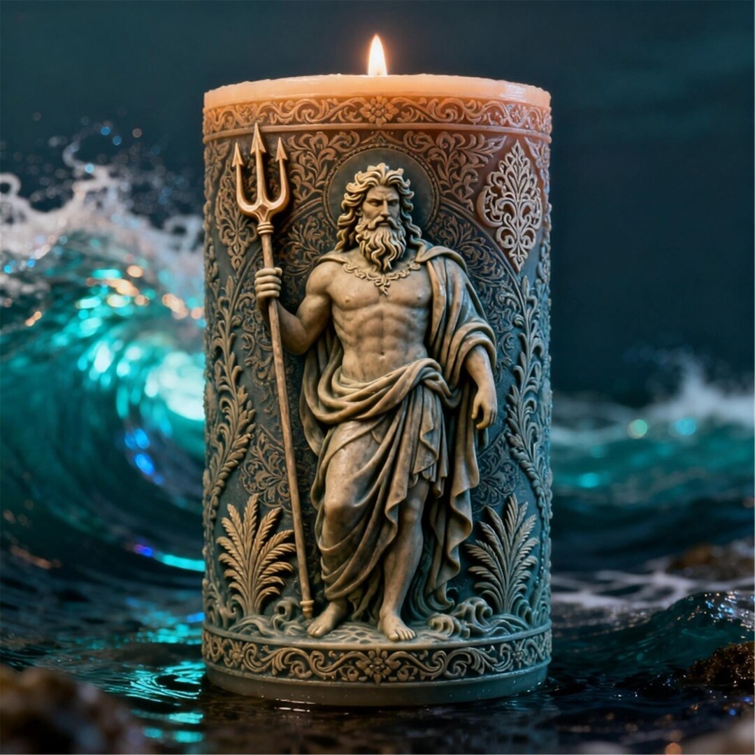 Poseidon Trident Silicone Candle Mold | Mythology Relief DIY Handmade ...