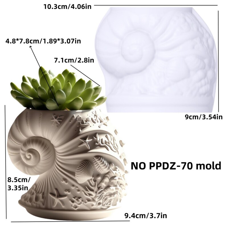 Sea Star Relief Conch Succulent Plant Flowerpot Resin Silicone Coral ...
