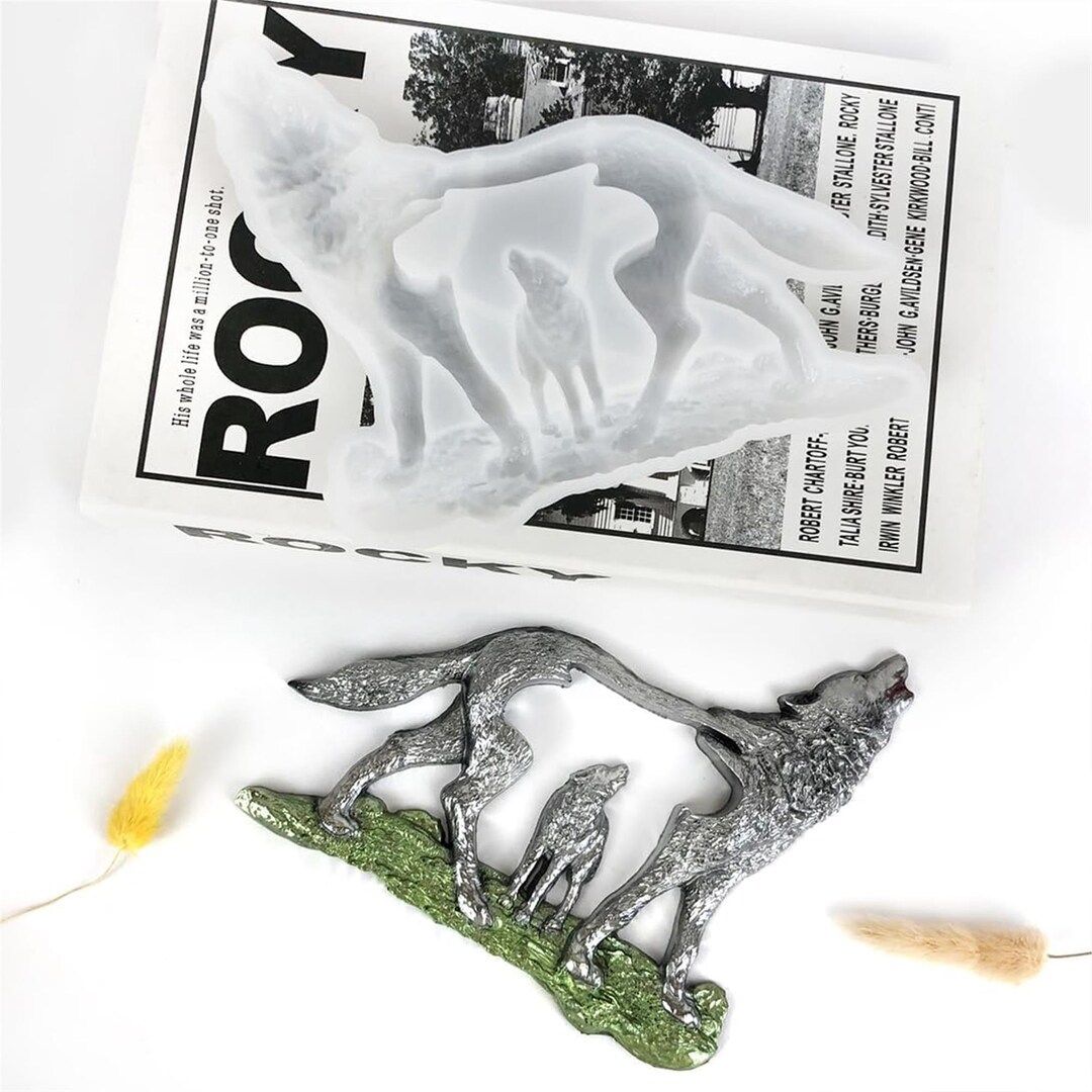 Wolf Resin Molds Howling Wolf Resin Mold Double Wolf Standing Silicone ...
