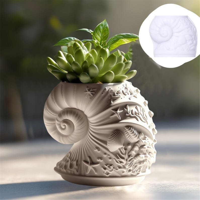 Sea Star Relief Conch Succulent Plant Flowerpot Resin Silicone Coral ...