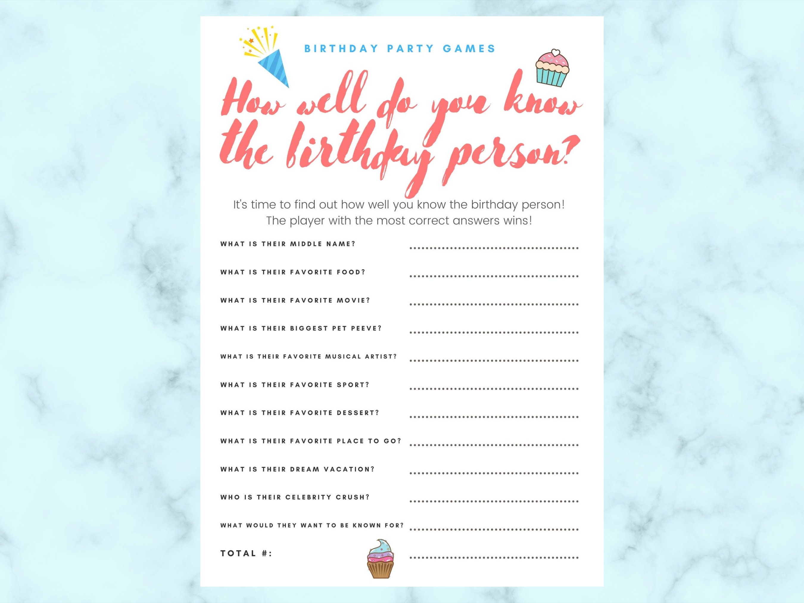 How Well Do You Know the Birthday Person / How Well Do You - Etsy
