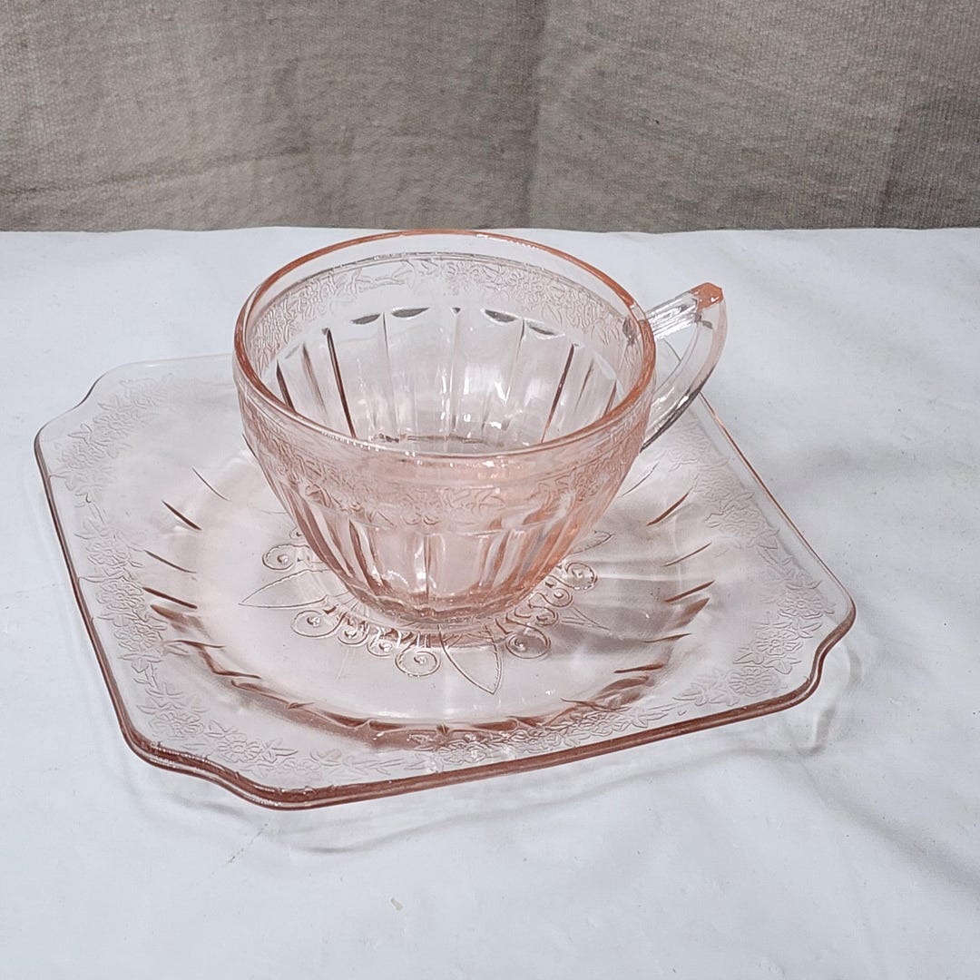 Vintage Jeannette Depression Pink Adam Cup and Saucer - Etsy