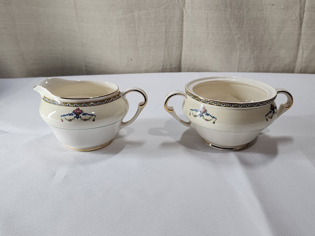 Pope-gosser Melrose Creamer & Sugar Bowl Ear Handle Flower Baskets ...