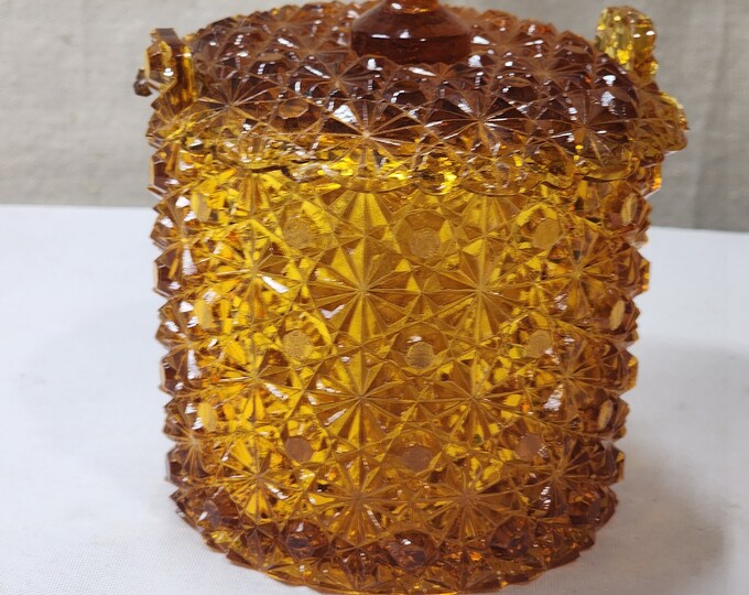 Fenton Amber Daisy and Button Glass Candy Dish Bucket With Lid - Etsy