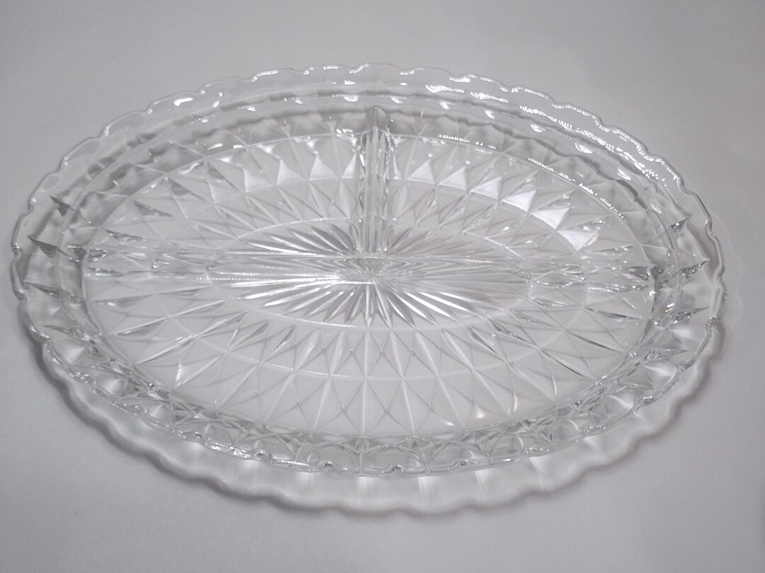 Vintage Jeannette Glass "windsor Diamond" Pattern Relish Platter 11 1/2 ...