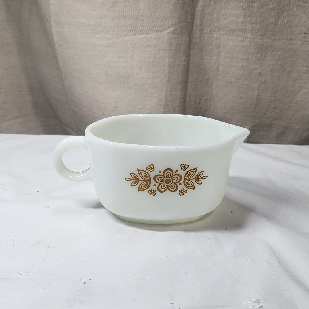 Vintage Pyrex Milk Glass Gravy Boat/creamer Butterfly Gold 77-B - Etsy