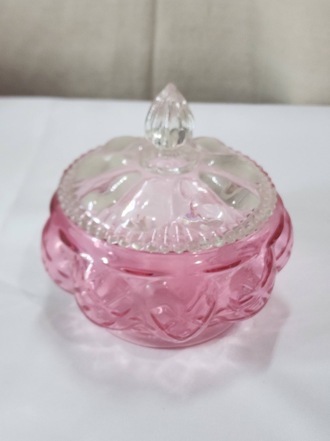 Vintage Fenton Large Cranberry Diamond Optic Melon Candy/ Powder Jar - Etsy