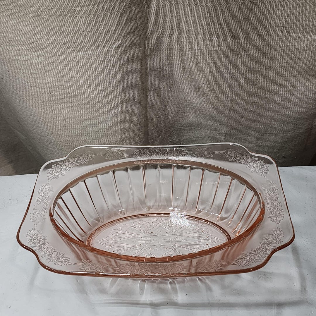 Vintage Jeannette Adam Pink Depression Glass Oval Serving Bowl 9.75" W ...