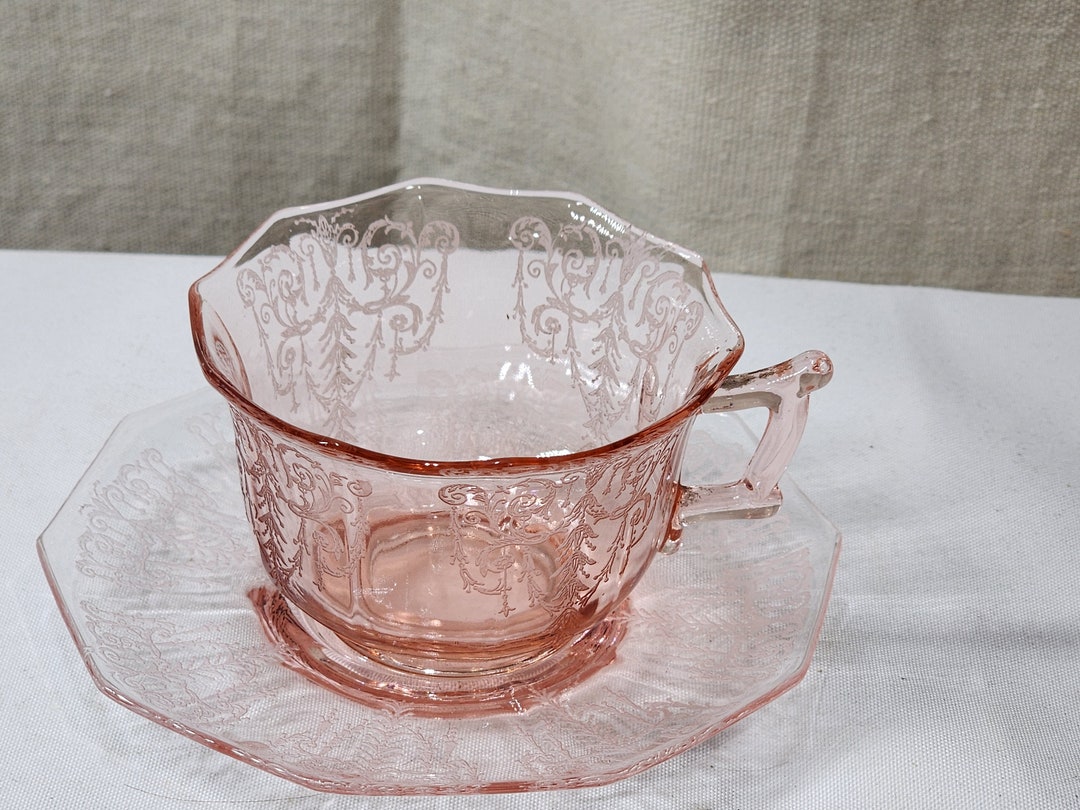 Vintage Pink Cambridge Glass Cleo Cup and Saucer Decagon Pattern - Etsy