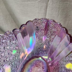 Vintage Fenton Daisy and Buttons Pink Iridized Bowl - Etsy