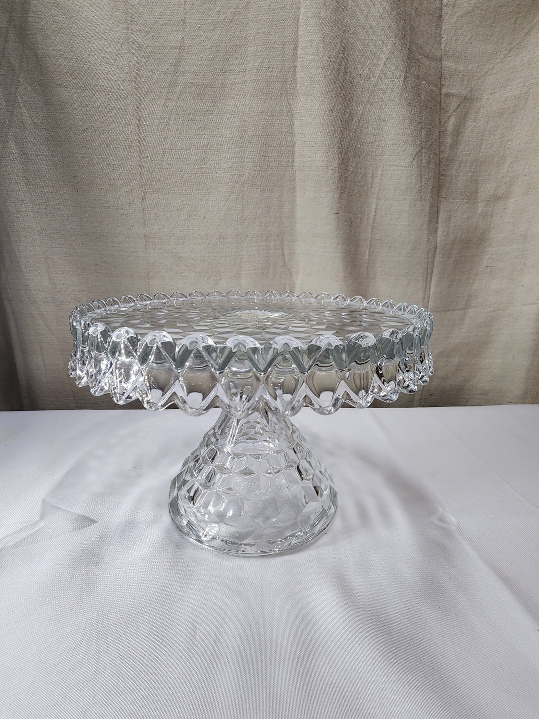 Vintage 10 Fostoria American Clear Glass Round Cake Pedestal Stand - Etsy