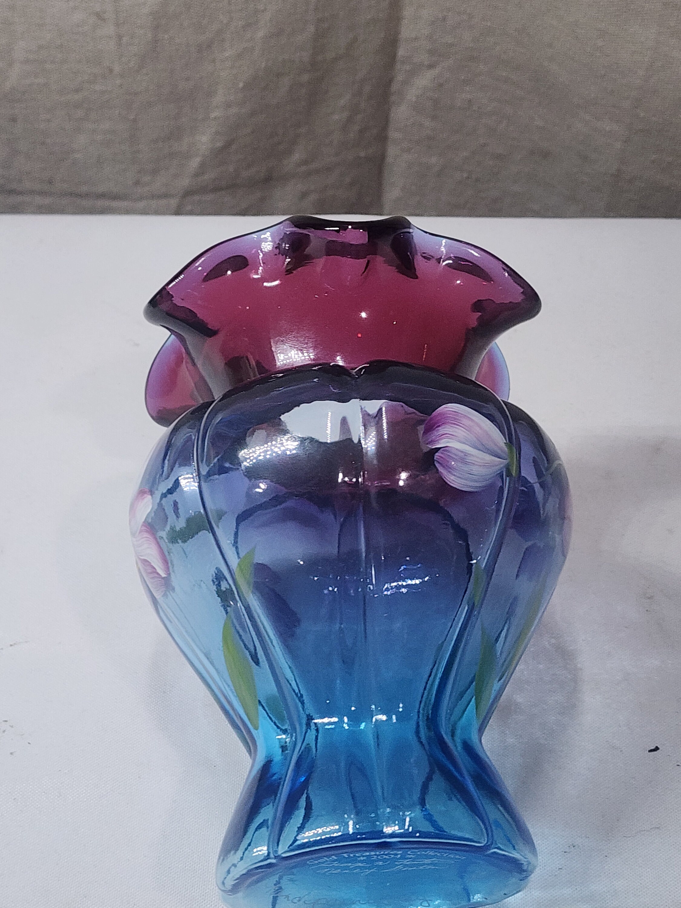 Fenton Mulberry Melon Vase GEORGE & NANCY FENTON Signature, Signed by ...