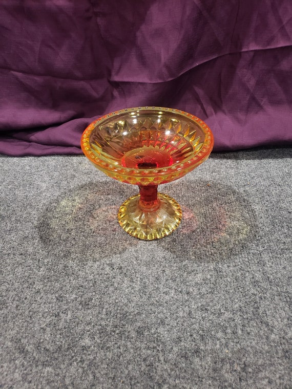 Vintage Amberina Glass Candy Dish Compote Jeanette Windsor - Etsy