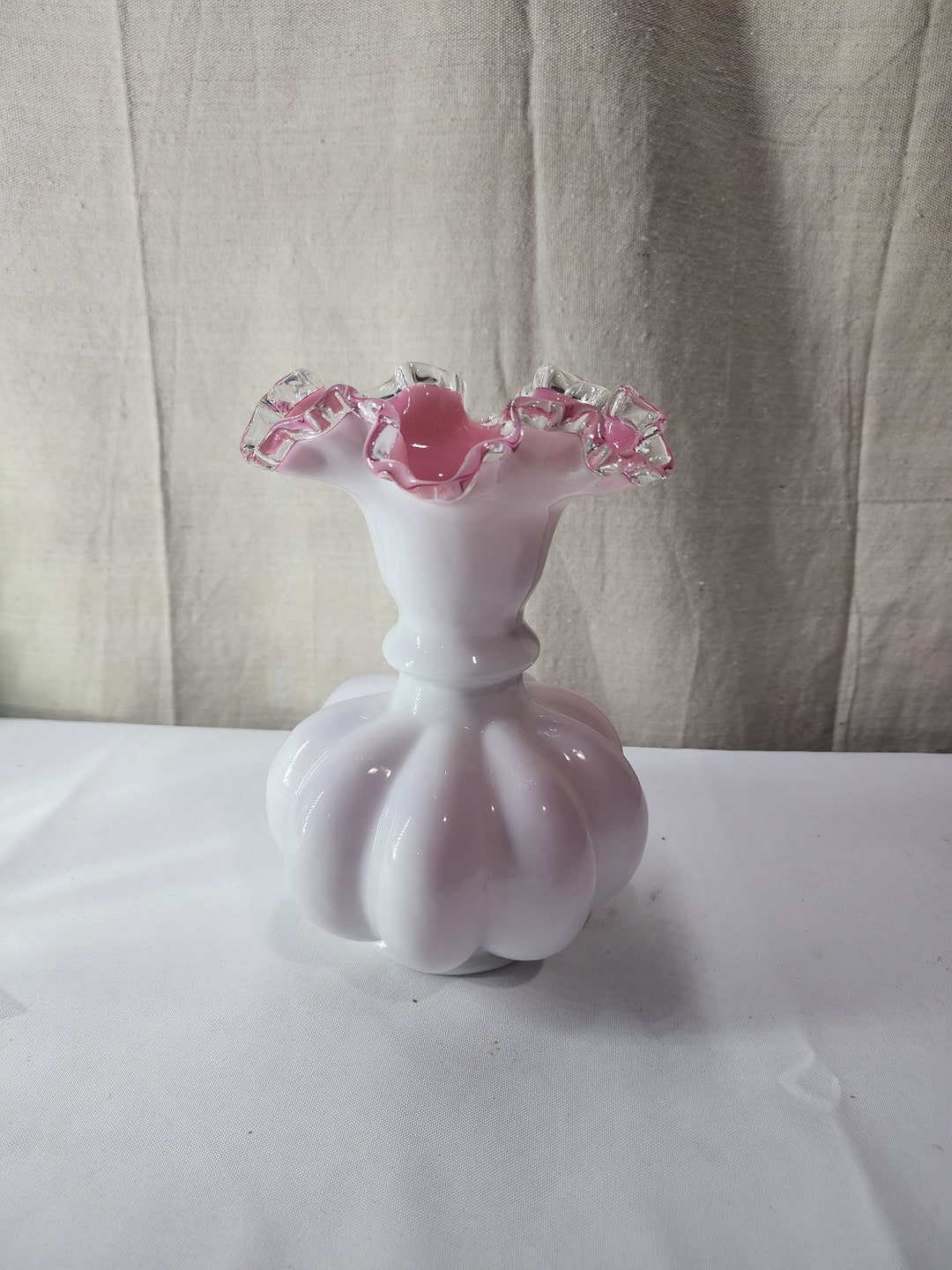Vintage Fenton 8.5 Peach Crest Melon Vase Double Crimped - Etsy