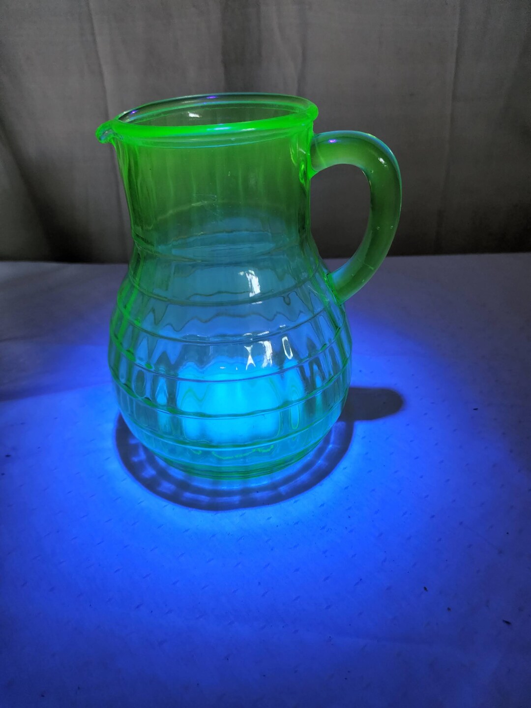 Vintage Green Uranium / Vaseline Hocking Block Optic 7 5/8 Bulbous ...