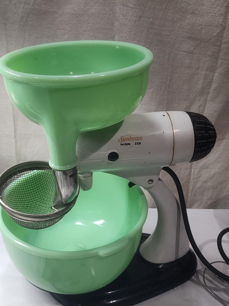 Vintage Uranium SUNBEAM Mixmaster With 2 Jadeite Bowl,juicer Electric ...