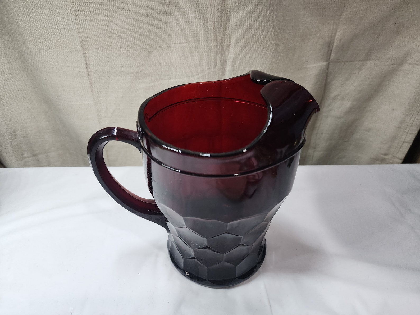 Vintage Anchor Hocking Georgian Pattern Ruby Red Pitcher W/ Ice Lip - Etsy