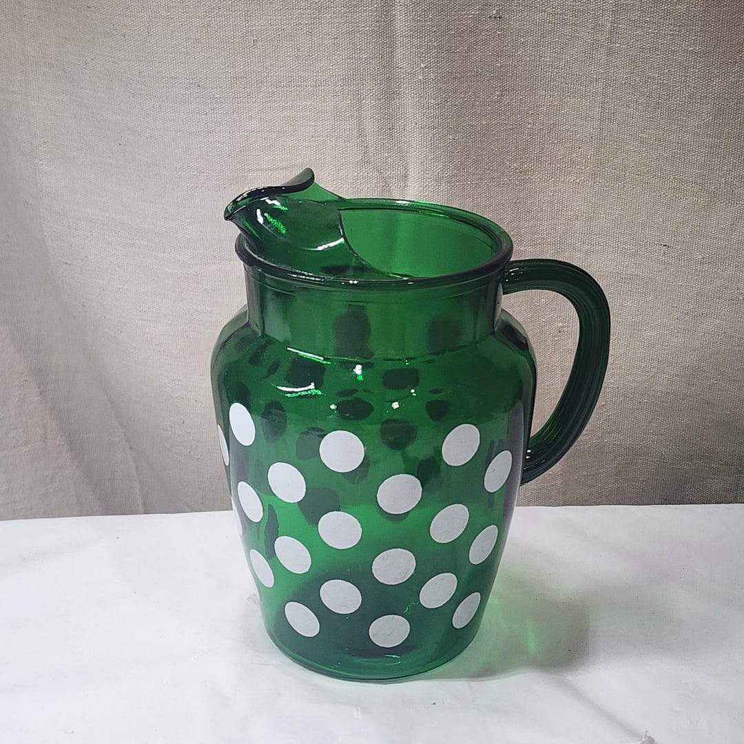 Vintage Anchor Hocking Fire King Forest Green Polka Dot Pitcher - Etsy