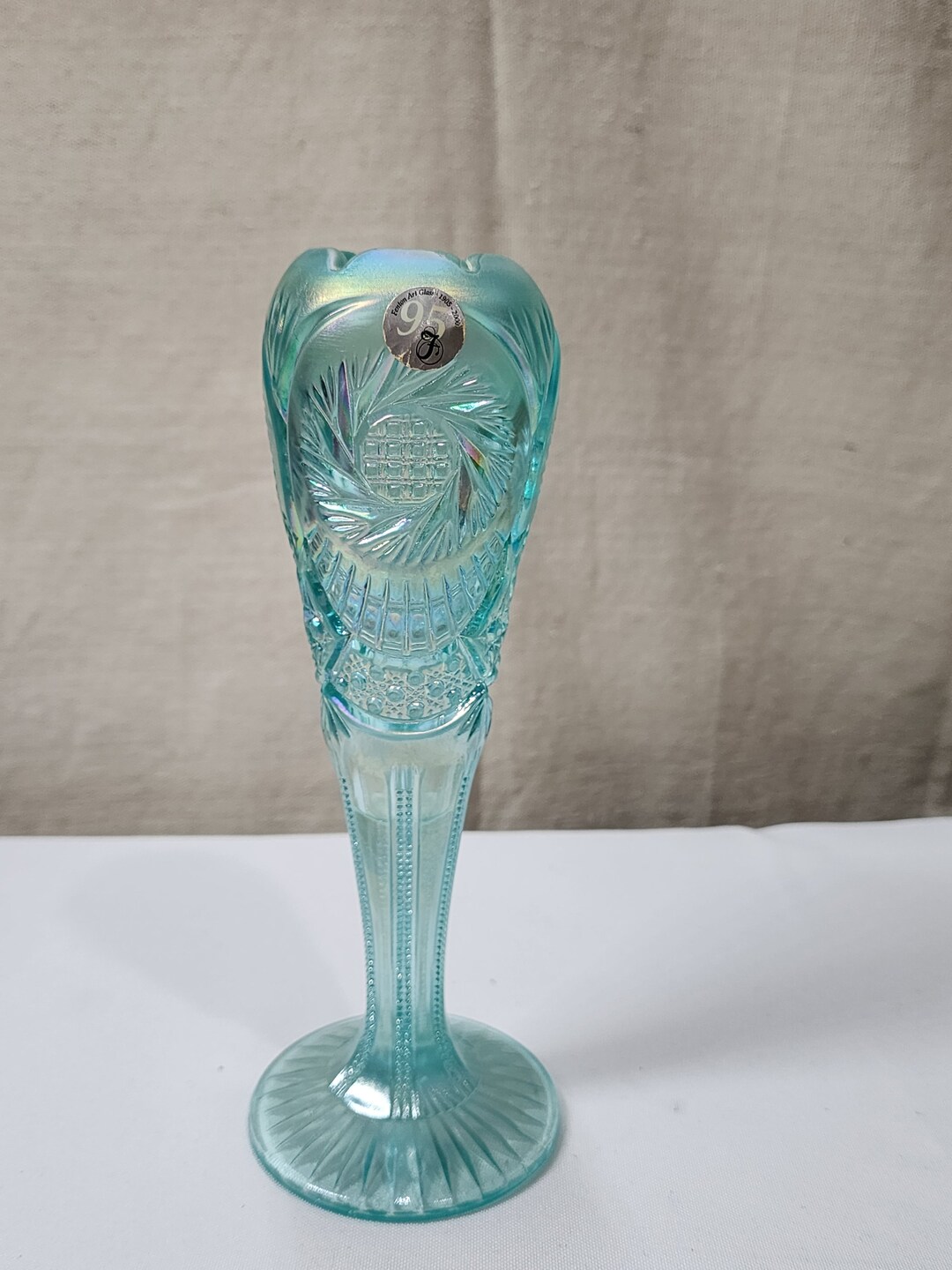 Fenton Pinwheel Aztec 95th Anniversary Carnival Glass Green Vase - Etsy