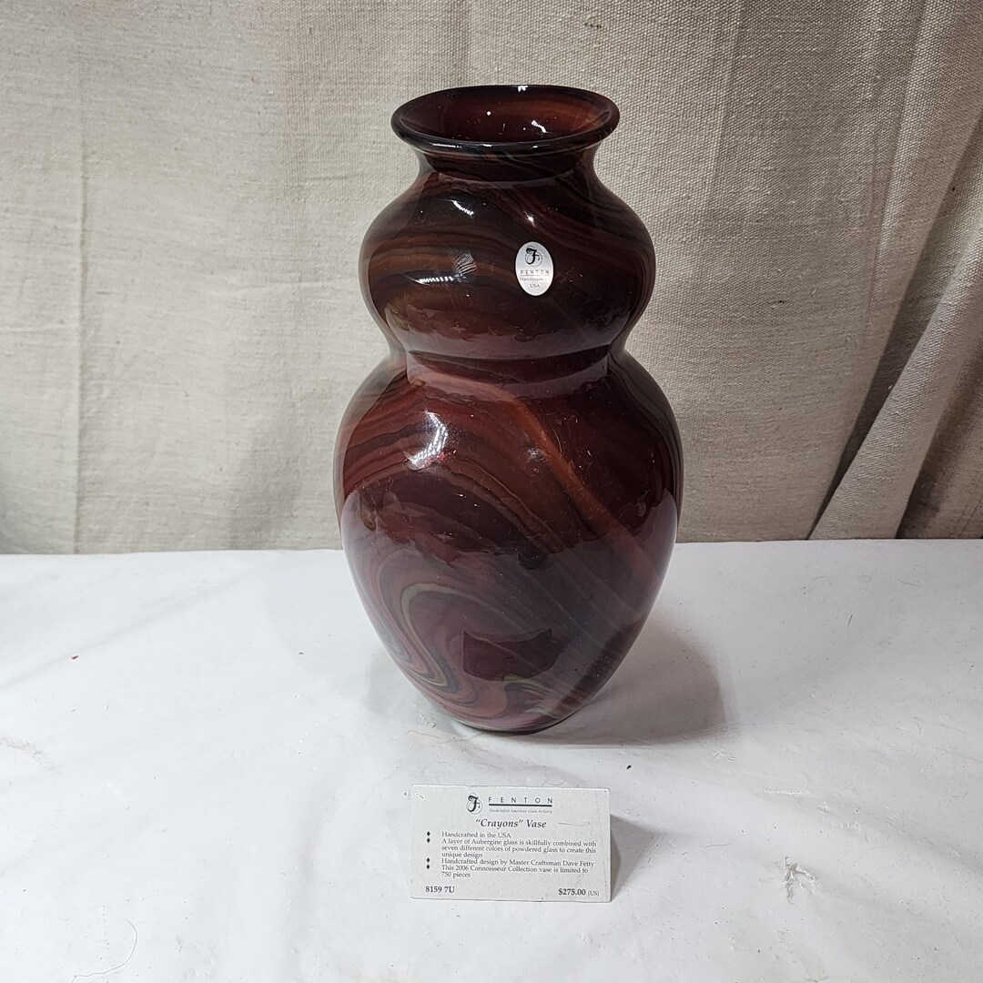 Fenton Art Glass Dave Fetty " Crayons" Limited Edition Vase 411/750 ...