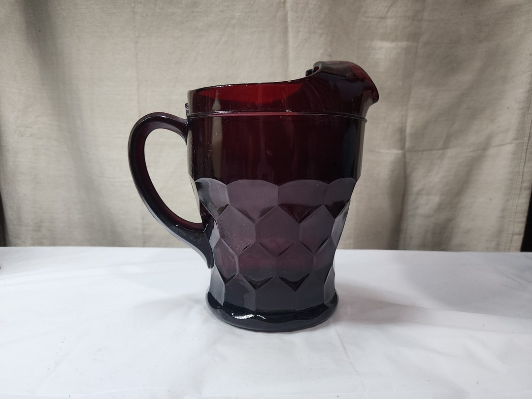 Vintage Anchor Hocking Georgian Pattern Ruby Red Pitcher W/ Ice Lip - Etsy