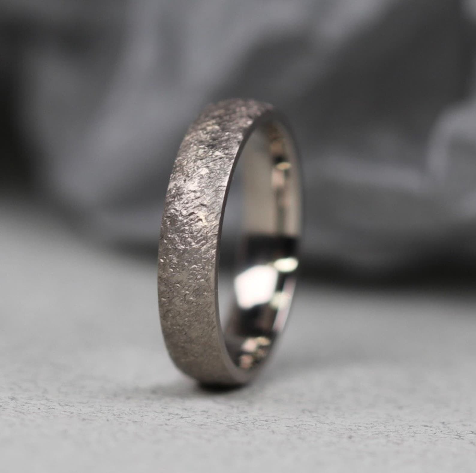 Titanium Ring Meteorite Surface Effect/ Asteroid Effect. Titanium ...