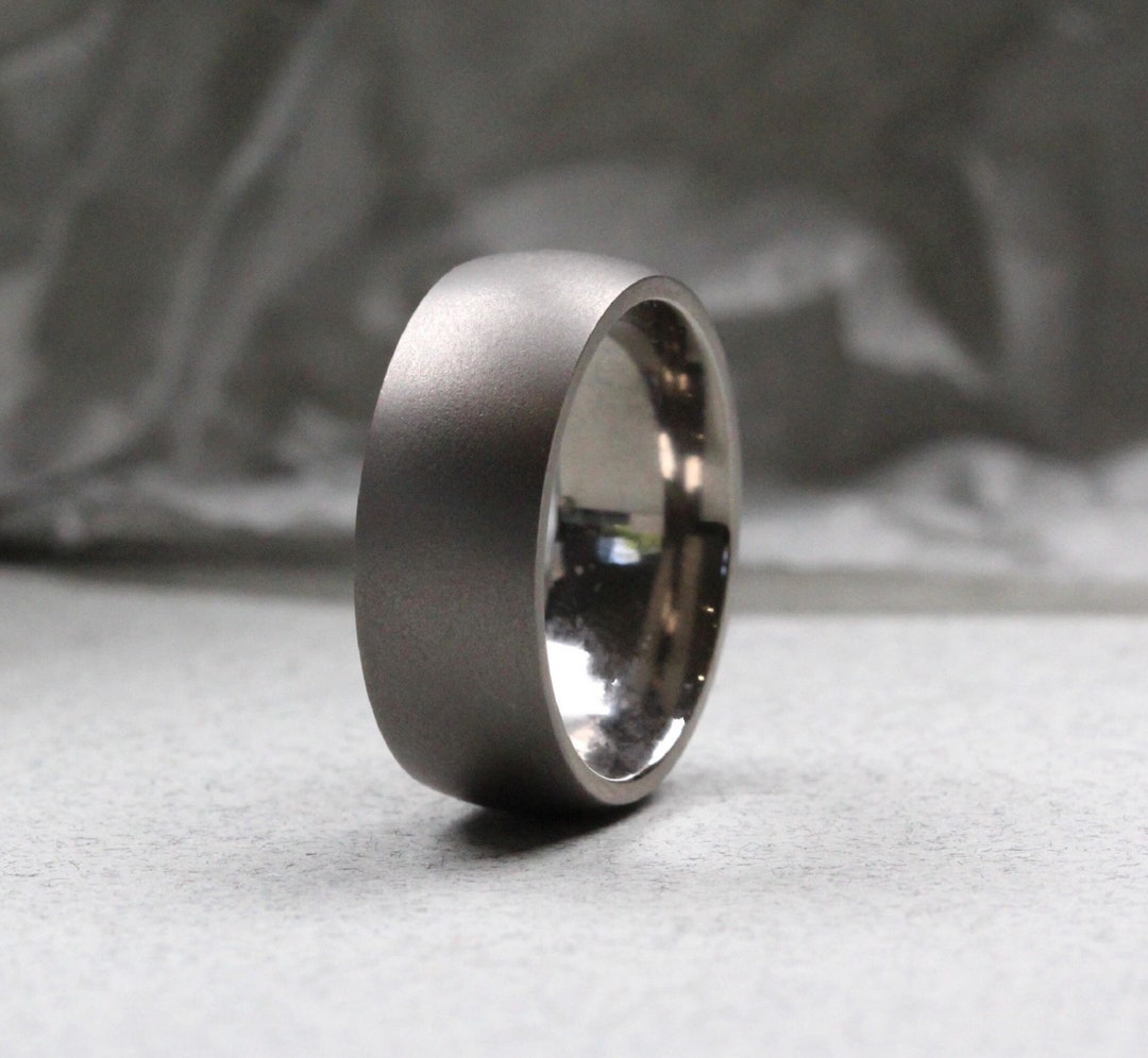 Titanium Wedding Ring Ice-effect Matt Finish 8 Mm. Comfort Fit ...