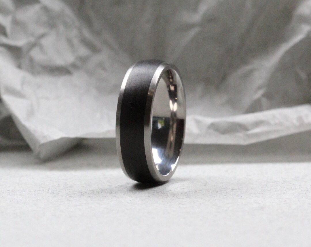 Titanium and Carbon Fibre Wedding Ring Matt Finish, Court Shape ...
