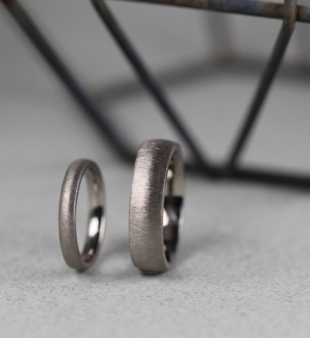 Titanium Wedding Rings Set. Horizontal Matt Finish. Matching Wedding ...