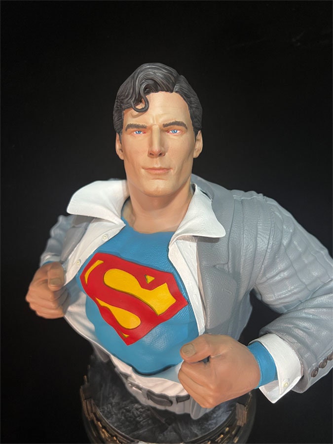 Superman Christopher Reeve 3D Printed Figure Painted Bust 1:4 Scale DC ...