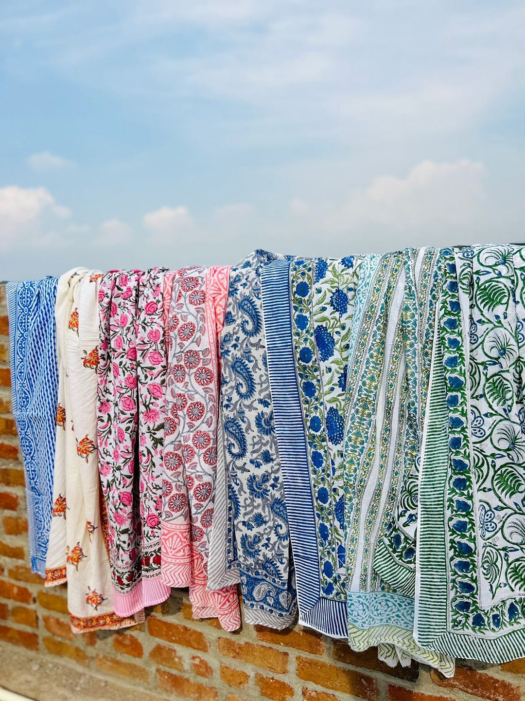 Soft Summer Pareo Hand Block Print Beach Sarongs Soft Voile Fabric ...