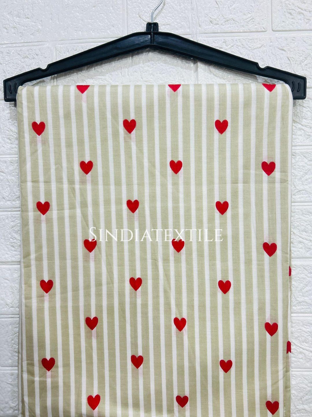 Red Heart Block Print Cotton Fabric: Bohemian Sewing & Decor - Etsy