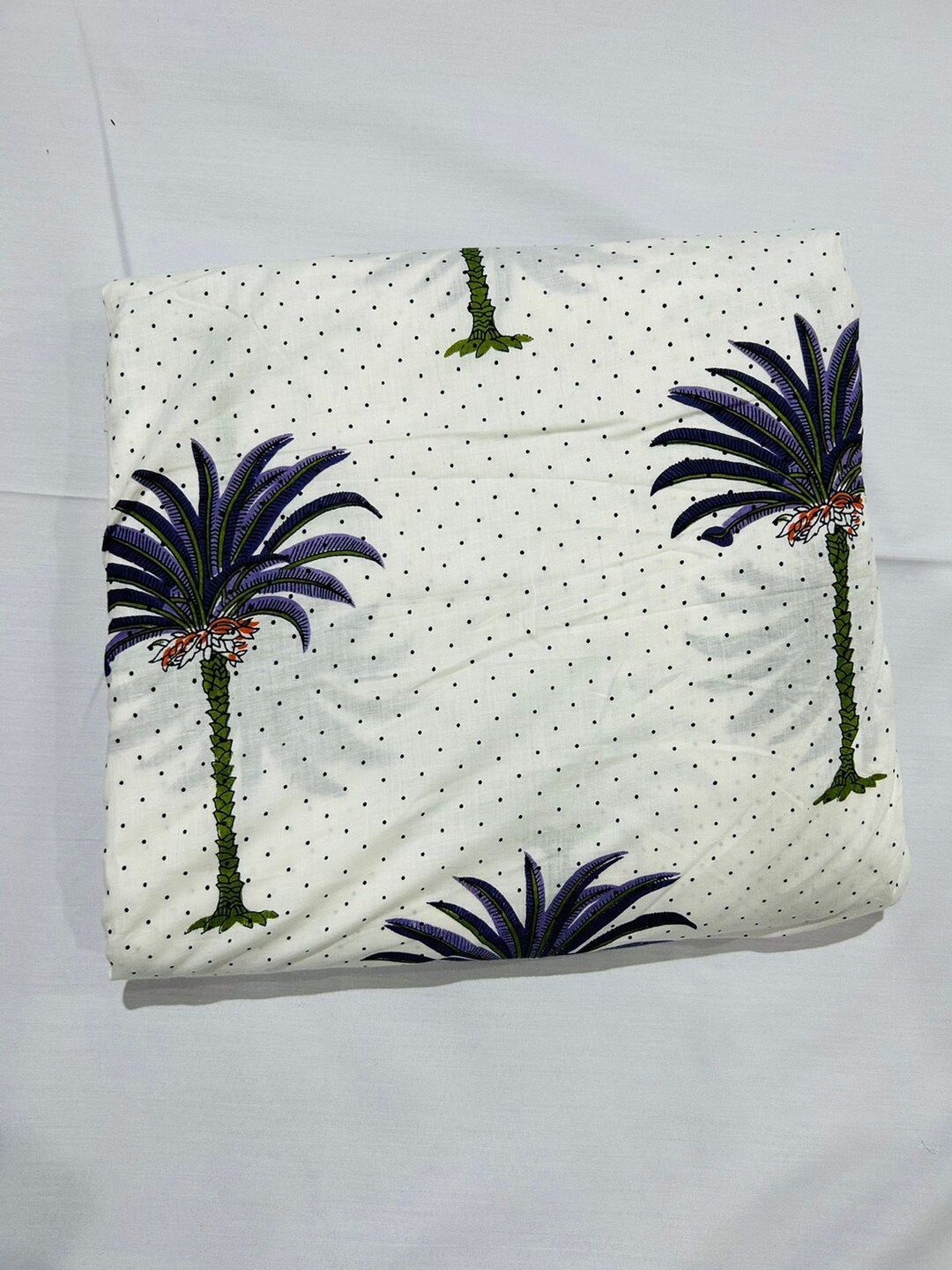 Tropical Palm Tree Leaves Fabric by the Yard, Soft Cotton Curtain ...