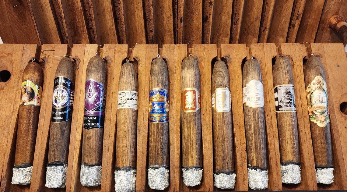 Handmade Wooden Cigar Ornaments With Real Cigar Bands - Etsy