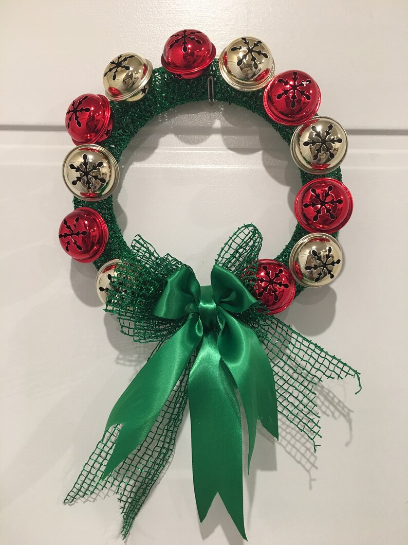 9” Em Handmade Christmas Bell Wreath - Etsy