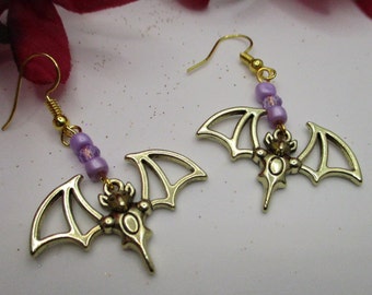 The Big Golden Bat Earrings Ravenstone Nickel-free Jewelry - Etsy