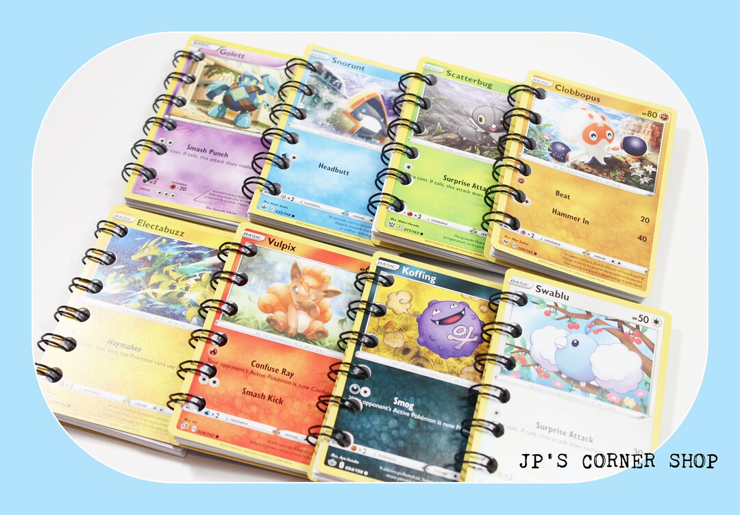 Pokemon Upcycled Notebook - YELLOW BORDER - 45 Blank White Sheets Pages ...