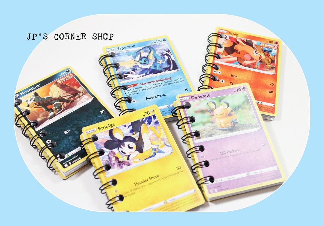 30 Upcycled Pokemon Notebook YELLOW BORDER 45 Blank White Sheets Pages ...