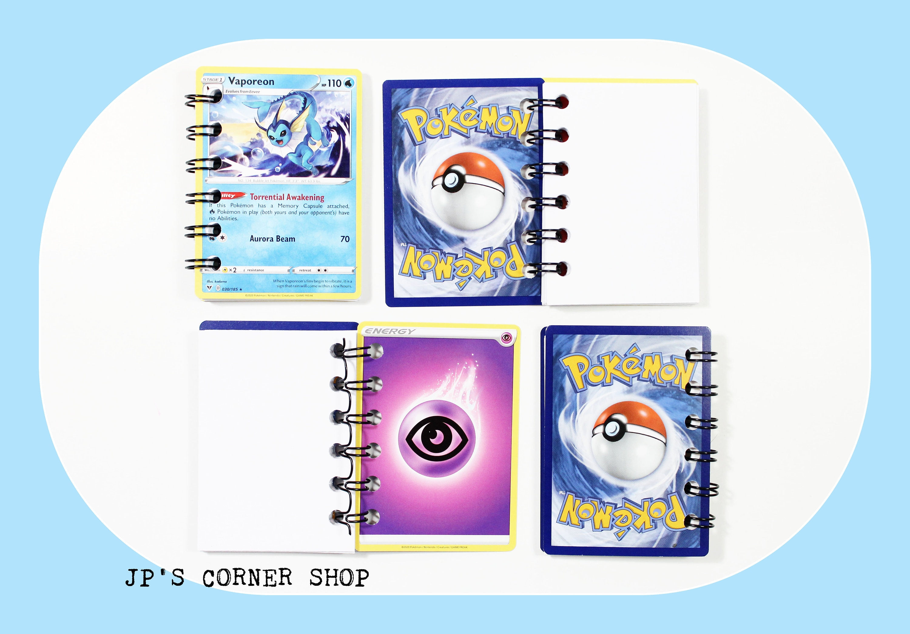 Upcycled Pokemon Notebook - YELLOW BORDER - 45 Blank White Sheets Pages ...