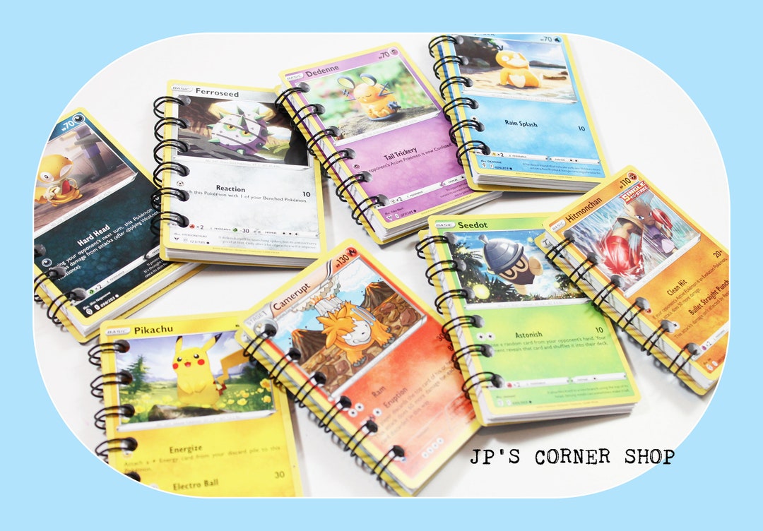 Upcycled Pokemon Notebook - YELLOW BORDER - 45 Blank White Sheets Pages ...