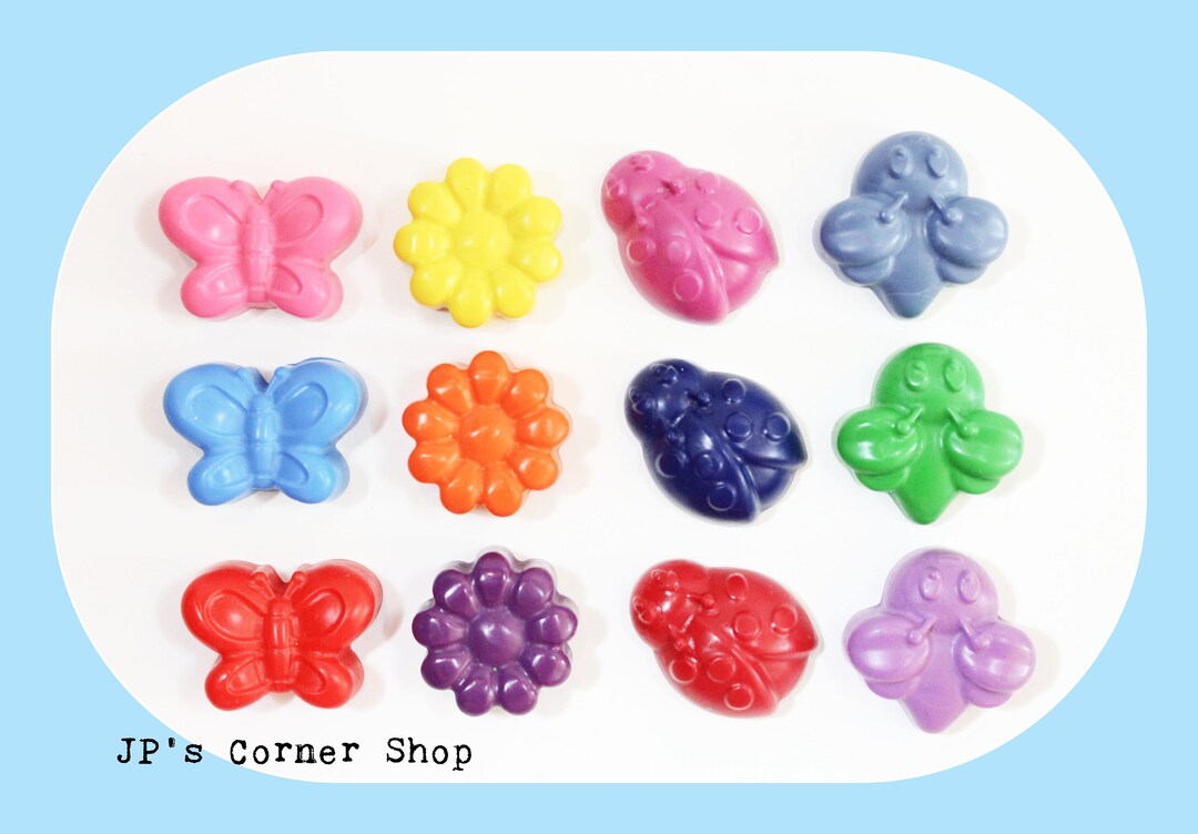 Flower Ladybug Butterfly and Bee Crayons Set of 4 Crayons - Etsy