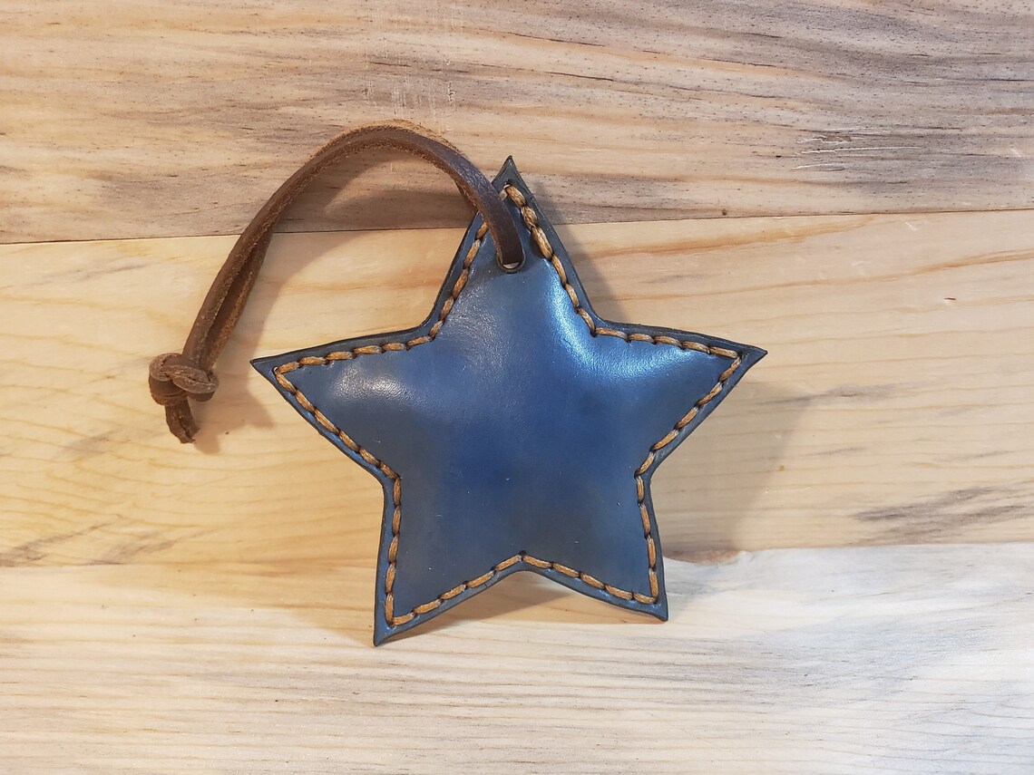 Star Leather Christmas Tree Ornament Holiday Handmade - Etsy