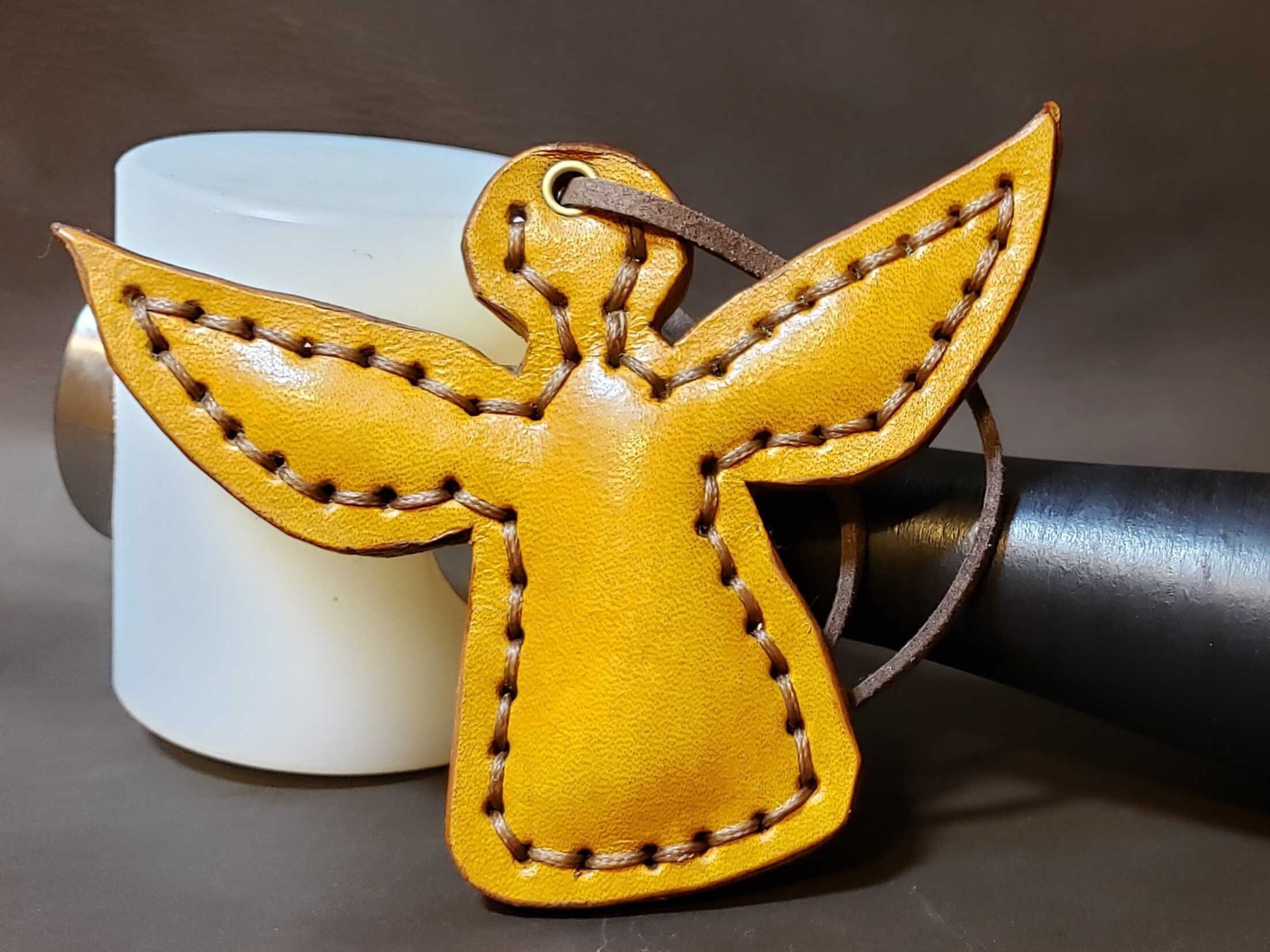 Set of Five Leather Christmas Tree Ornaments Holiday Handmade ...