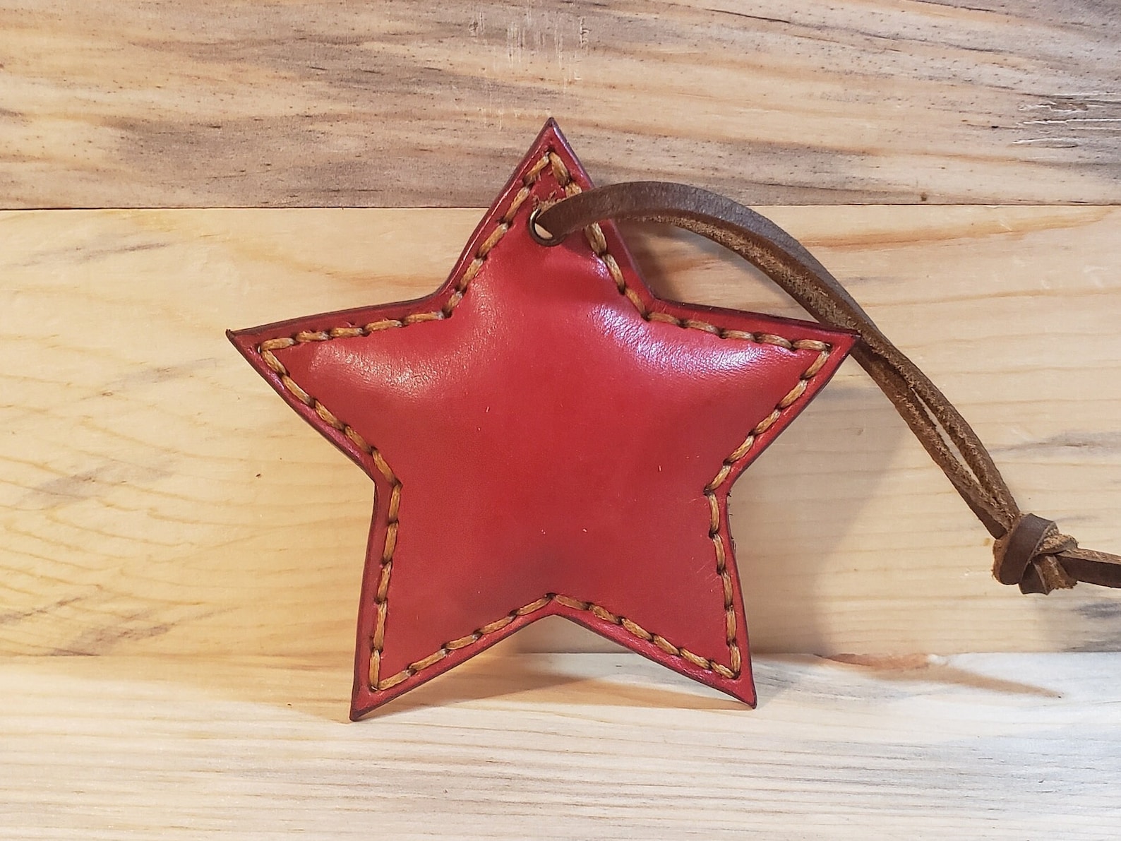 Star Leather Christmas Tree Ornament Holiday Handmade - Etsy